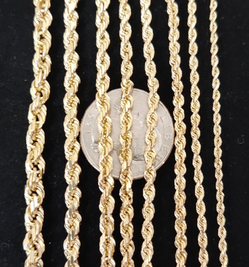 1MM to 8MM Handmade Gold Rope Chain Necklace in 14K Gold - Etsy