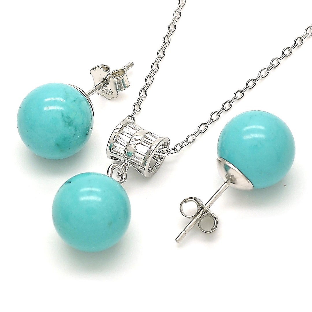 6MM to 12MM - Real Solid Sterling Silver & Blue Turquoise Ball Stud ...