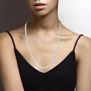 Handmade Italian Silver Curb Cuban Chain Necklace, Nickel-free ...