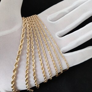 1MM to 8MM Handmade Gold Rope Chain Necklace, in 14K Gold Finish Rope ...