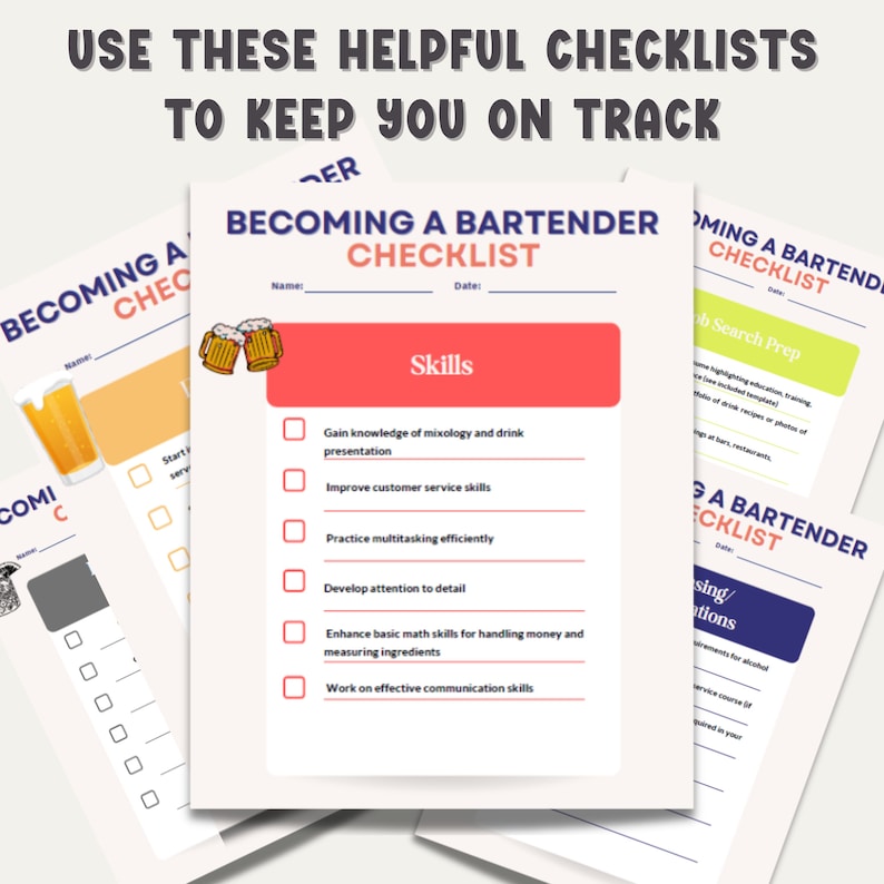 Bartender Training Guide Checklist, How to Become a Bartender, Bartending, Bartender's Gifts ...