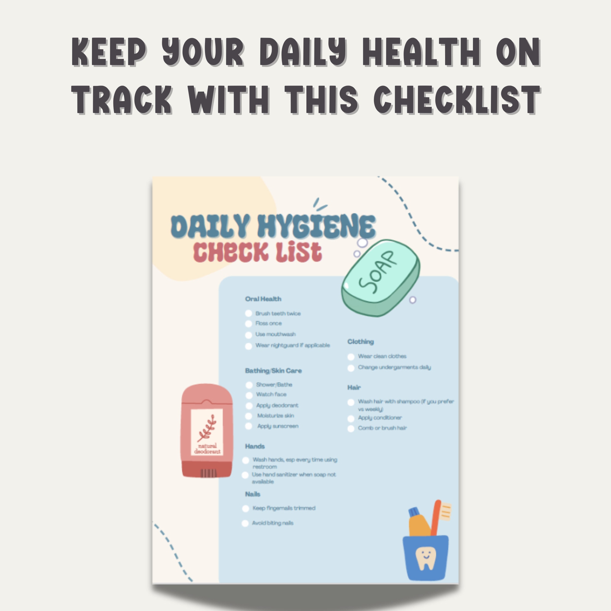 Personal Hygiene Checklist, Hygienic, Cleaning Checklist, Health ...
