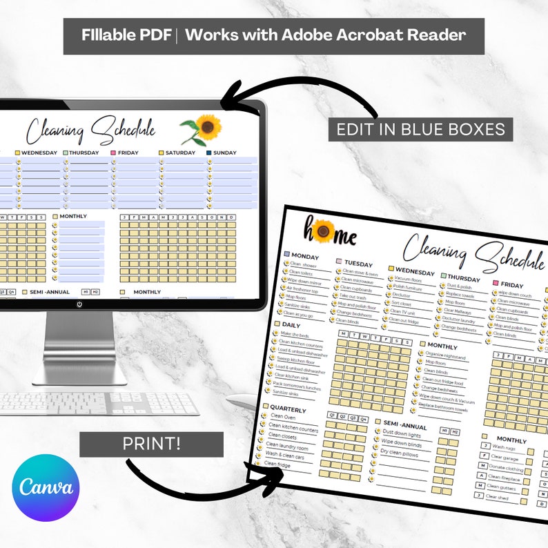 Editable Cleaning Planner Checklist Schedule, ADHD Cleaning Planner ...