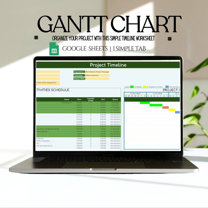 Gantt Chart Google Sheets, Task Tracker, Small Business Deadline ...