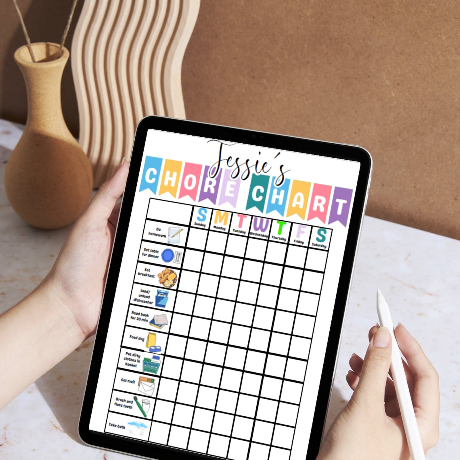Printable Individualized Dry Erase Chore Chart for Kids, Editable ...