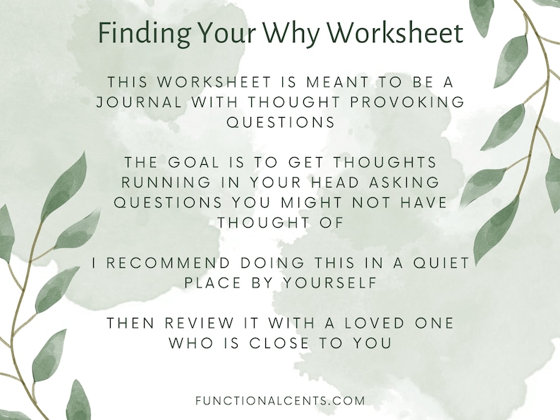 Finding Your Why Worksheet Printable - Etsy