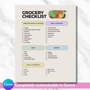 Groceries Checklist and Meal Planner, Groceries List, Healthy Eating ...