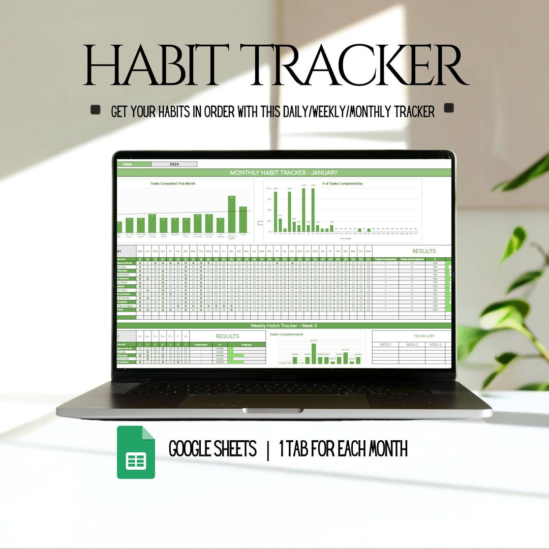 Habit Tracker for Google Sheets, Daily Habit Planner Spreadsheet ...