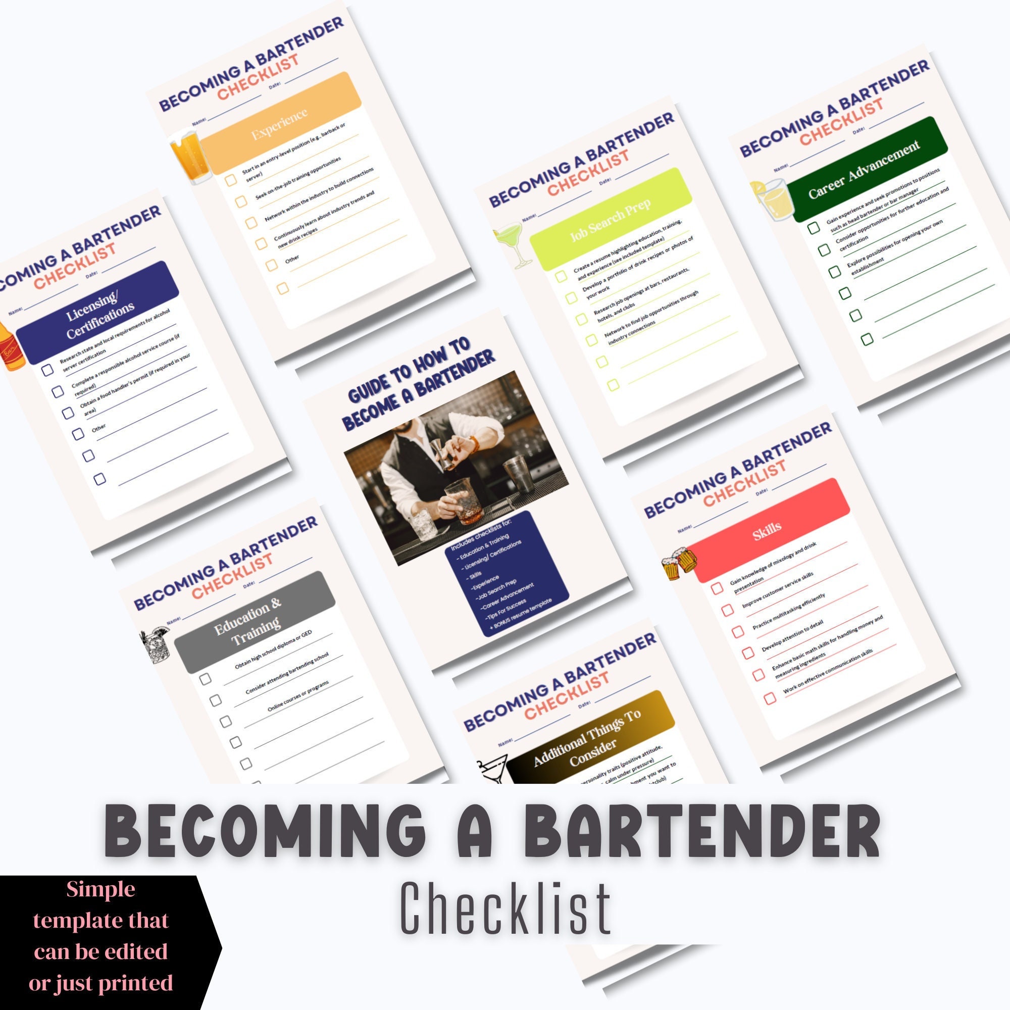 Bartender Training Guide Checklist, How to Become a Bartender ...