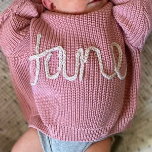 Personalized Knit Infant Sweater | Handwritten Embroidered Custom ...