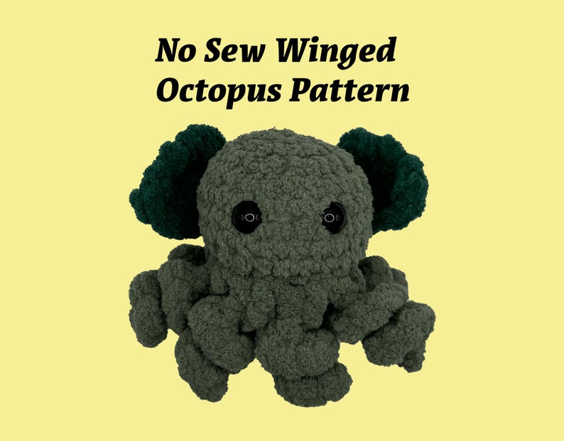 No Sew Winged Octopus Beginner Pattern | No Sew Amigurumi Octopus ...