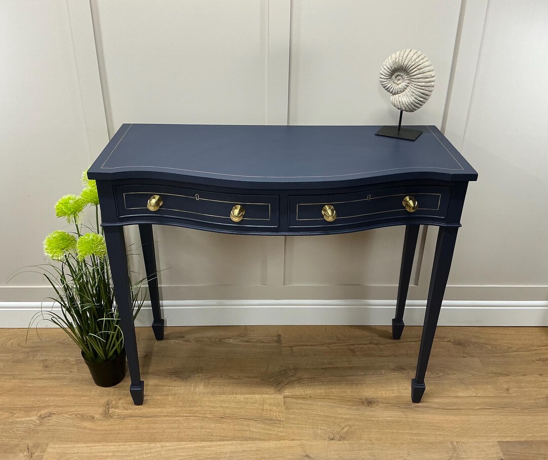 Stylish Console Table for Hall or Landing in Navy Blue With Gold ...