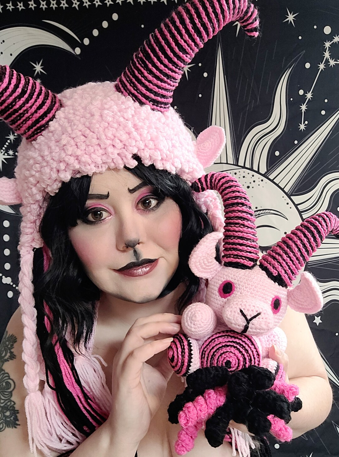 Pink Faun Hat With Goat - Etsy