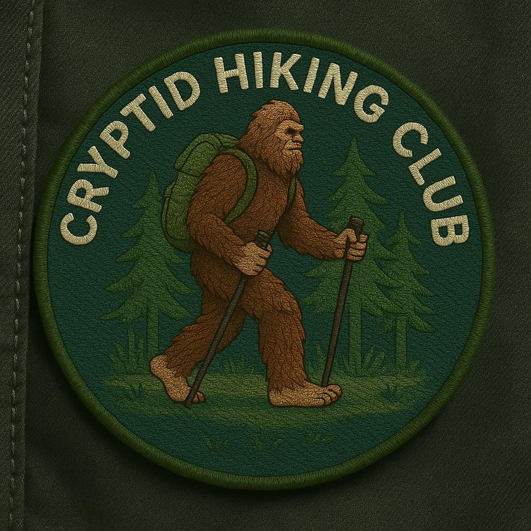 Iron-on Cryptid Hiking Club Patch/bigfoot Patch/forest Gift/sasquatch ...