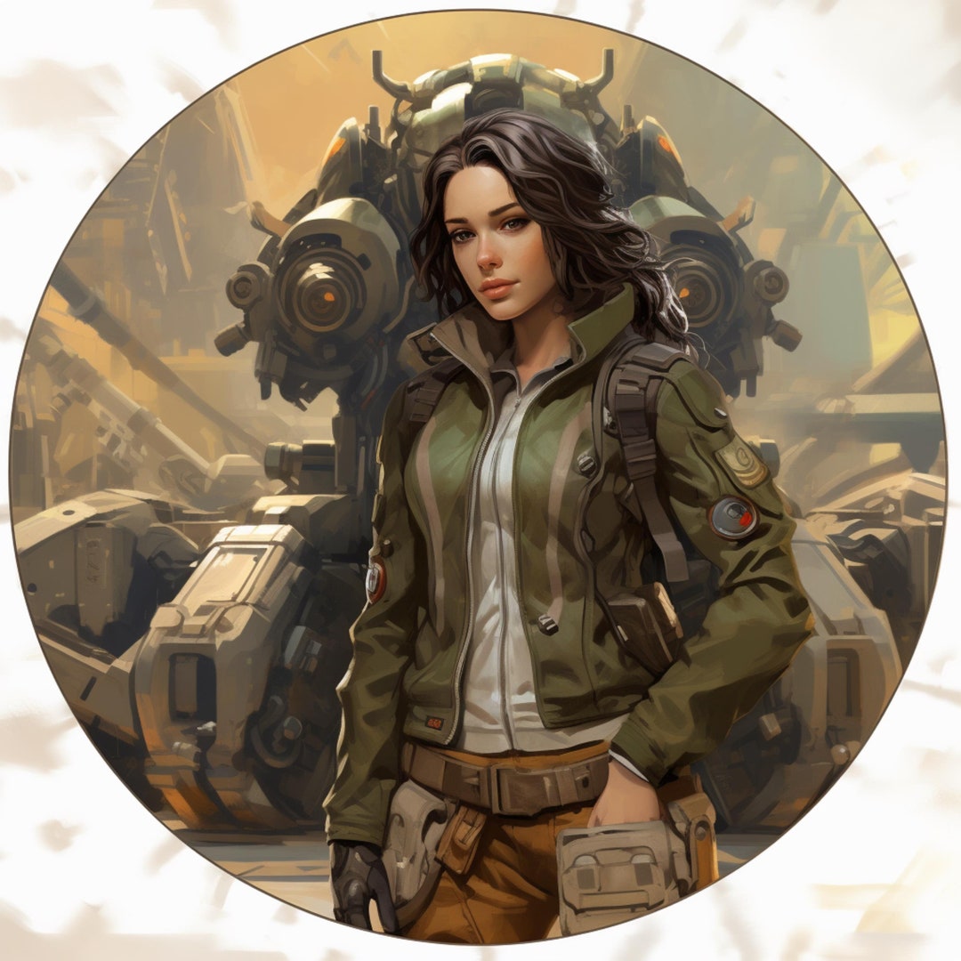 Girl & Mech Sticker Decal, Futuristic Decal, Fantasy Sticker for Truck ...
