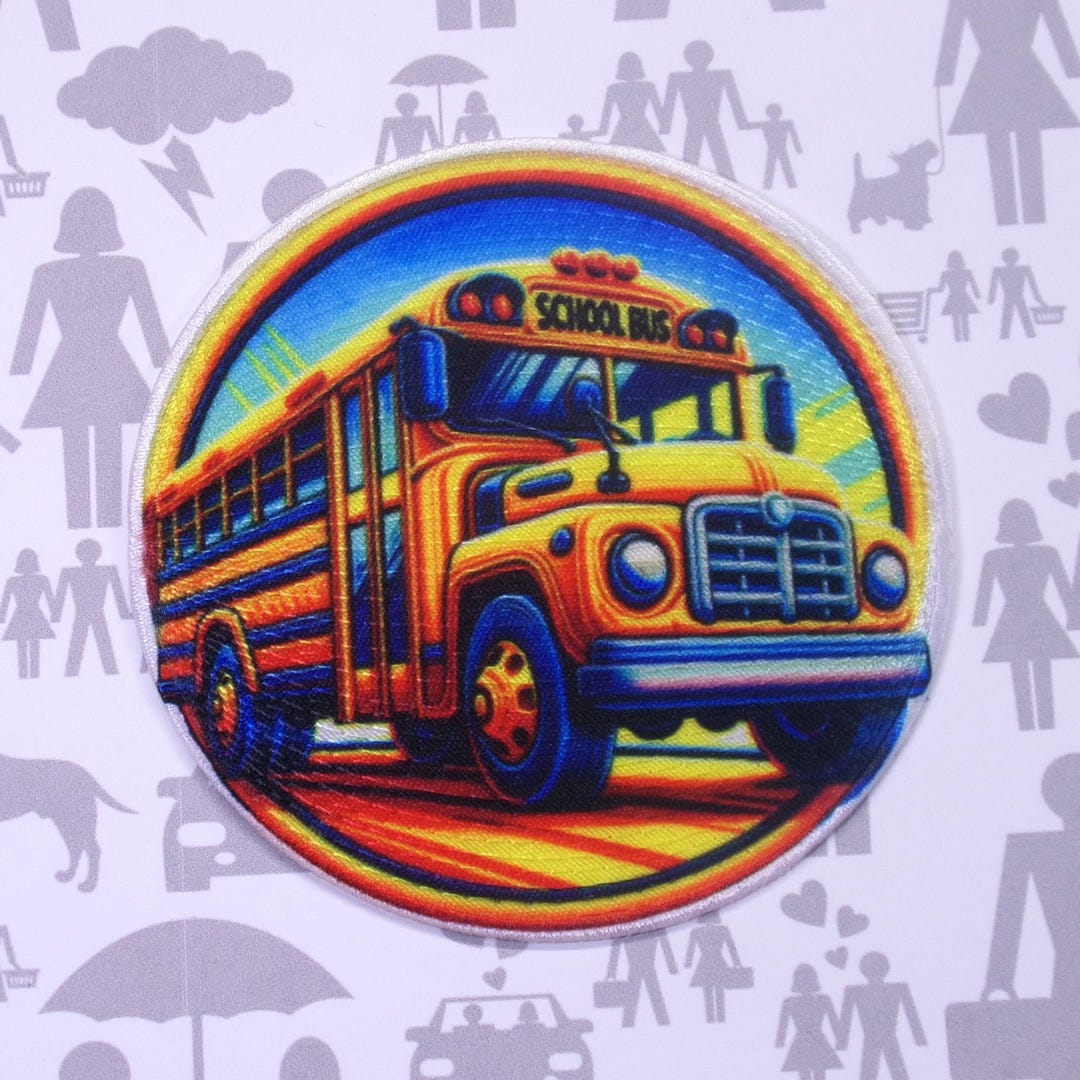 Yellow School Bus Patch Iron-on/sew-on DIY Applique Clothing Vest Jacket Cap Backpack, Kids ...