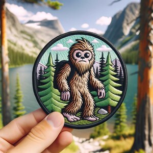 Bigfoot in the Forest Patch Iron-on/sew-on DIY Applique Clothing Vest Jacket Cap, Decorative ...
