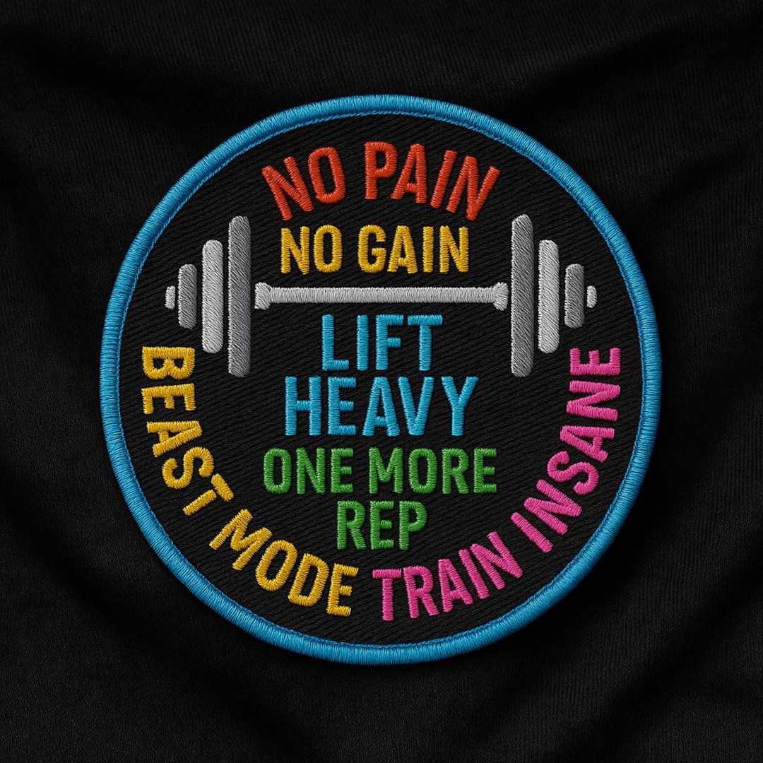 Fitness Motivation Patch No Pain No Gain Gym Iron-on or Sew-on Workout ...