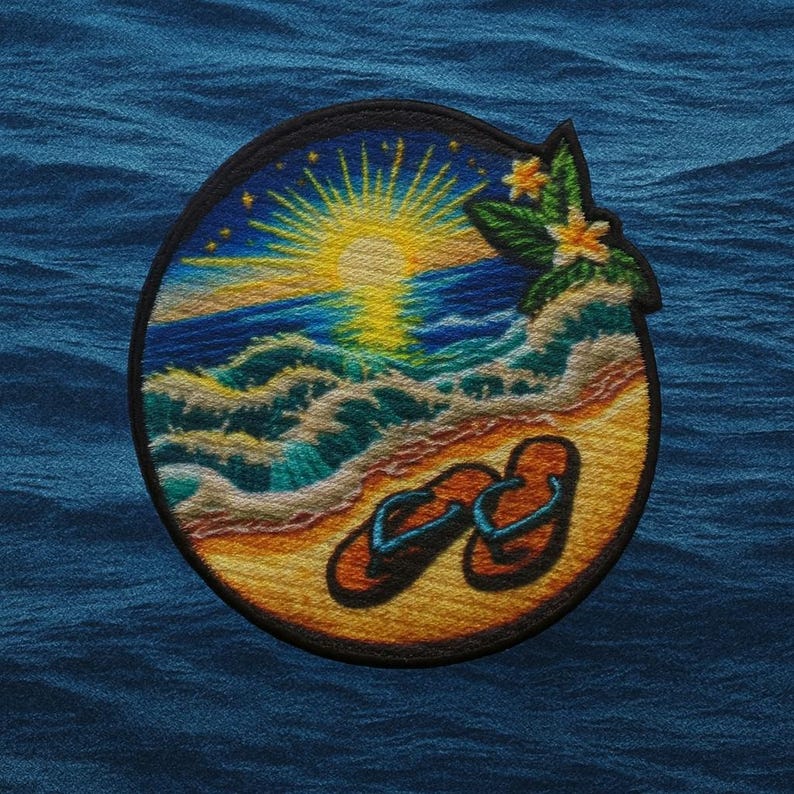 Ocean Wave Patch/iron-on Patch/beach & Flip Flop/tropical Vibe/travel ...