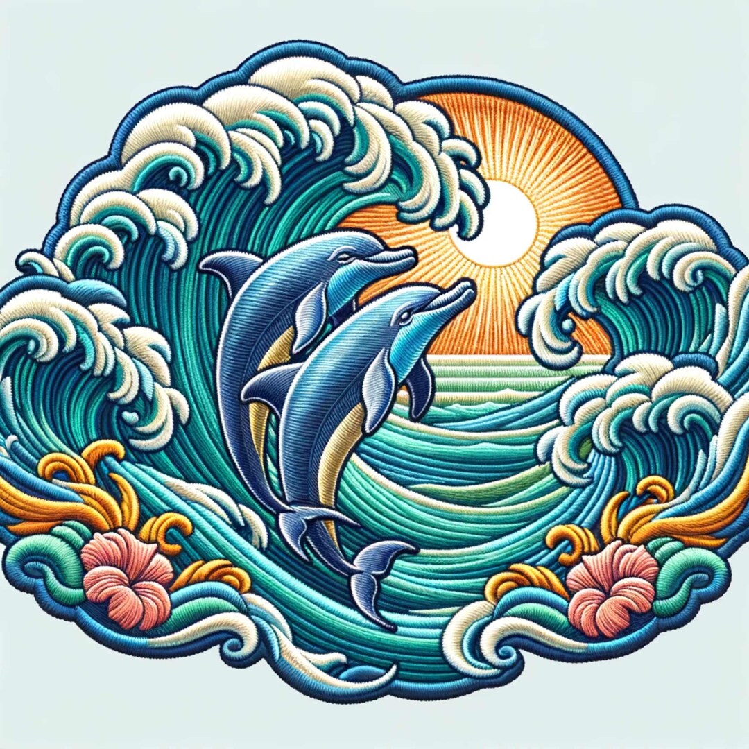 Retro Ocean Waves Dolphins Patch Iron-on/sew-on DIY Applique - Etsy