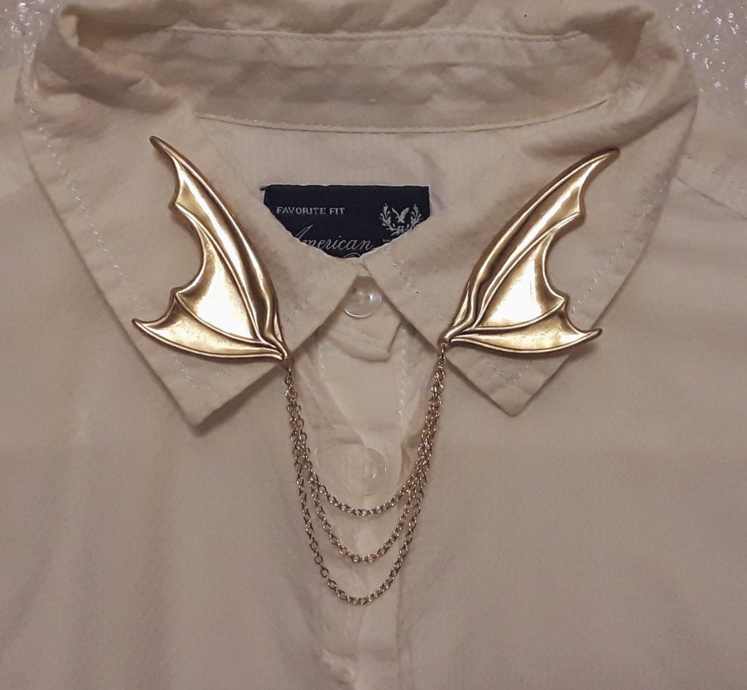 Gold Dragon Wing Collar Pins Collar Chain Sweater Clips Brooch Lapel ...