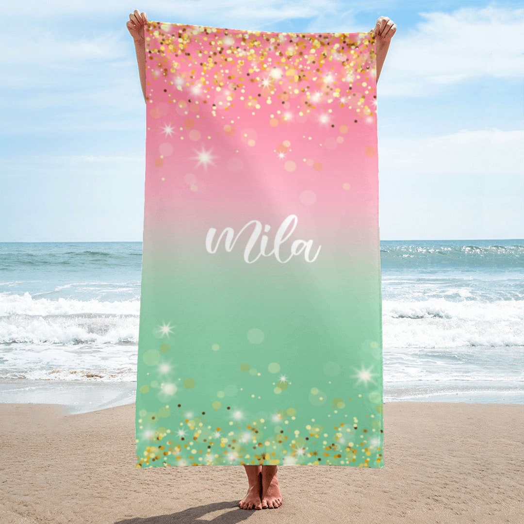 Personalized Beach Towel, Custom Name Beach Towel ,custom Text Hand ...