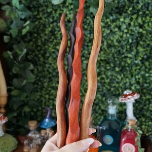 Hand Carved Wood Wands Curly Maple, Sycamore, Blue Mahoe, Wenge ...