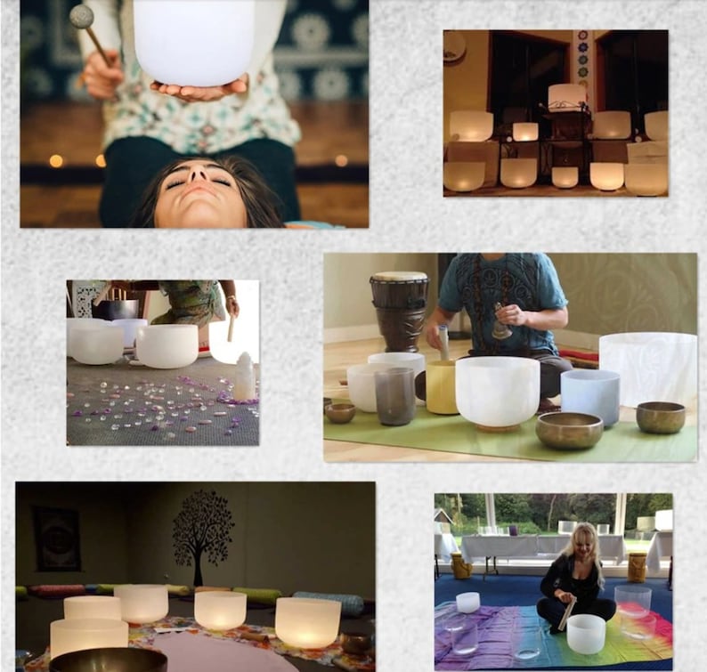 432hz Fantastic 7"- 12" Crystal Singing Bowls Chakra Set of 7 Pcs With ...