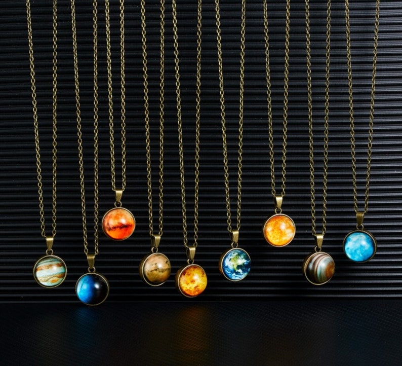 Holiday Gift Idea, Universe 9 Planets Glass Necklace, Luminous Necklace ...