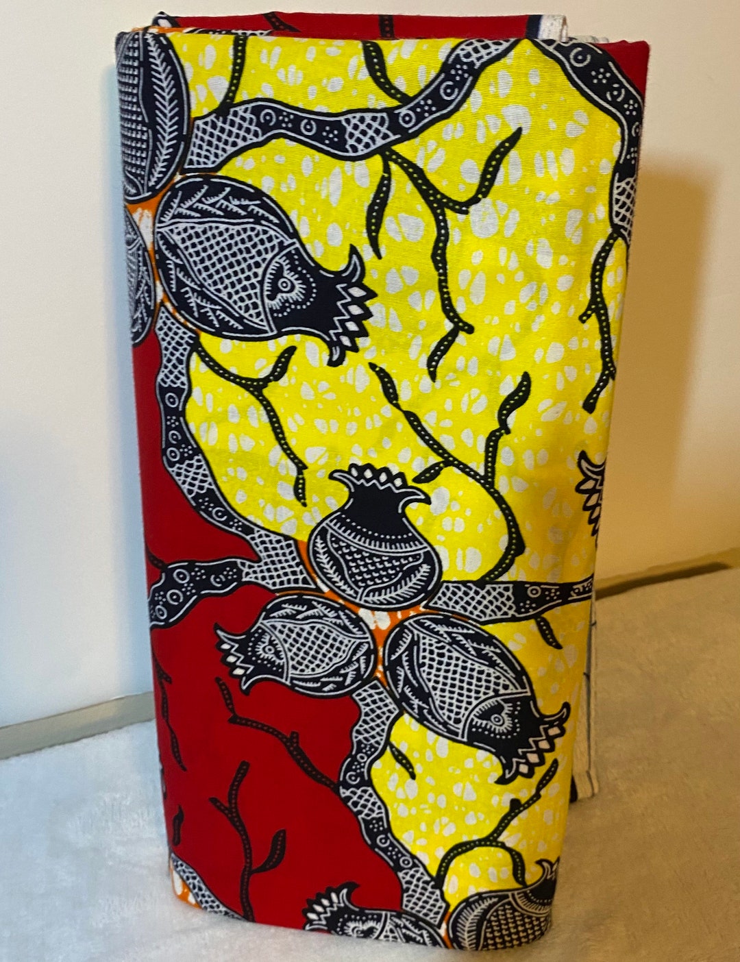 Red Yellow Pattern Ankara 100% Cotton, 6 Yards Organic Ankara ...