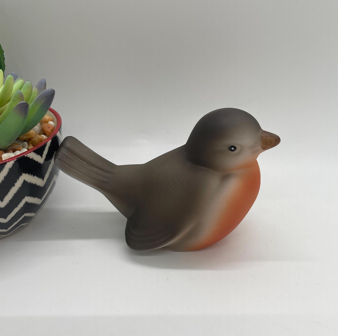 Fenton Hand Painted Satin Glass Glass Robin - Etsy