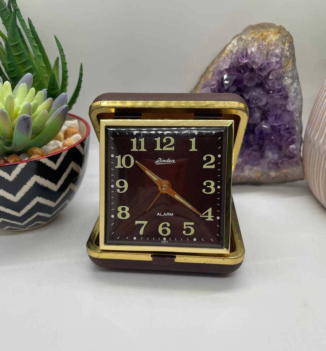 Vintage Travel Alarm Clock in Case. Linden Made in Korea With Glowing ...