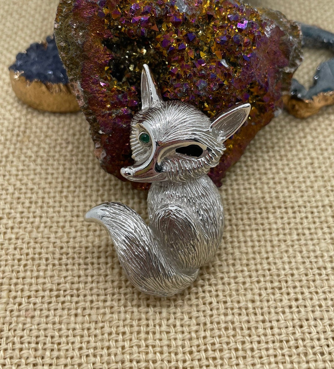 Castlecliff vintage winking fox silver toned brooch - Etsy Österreich