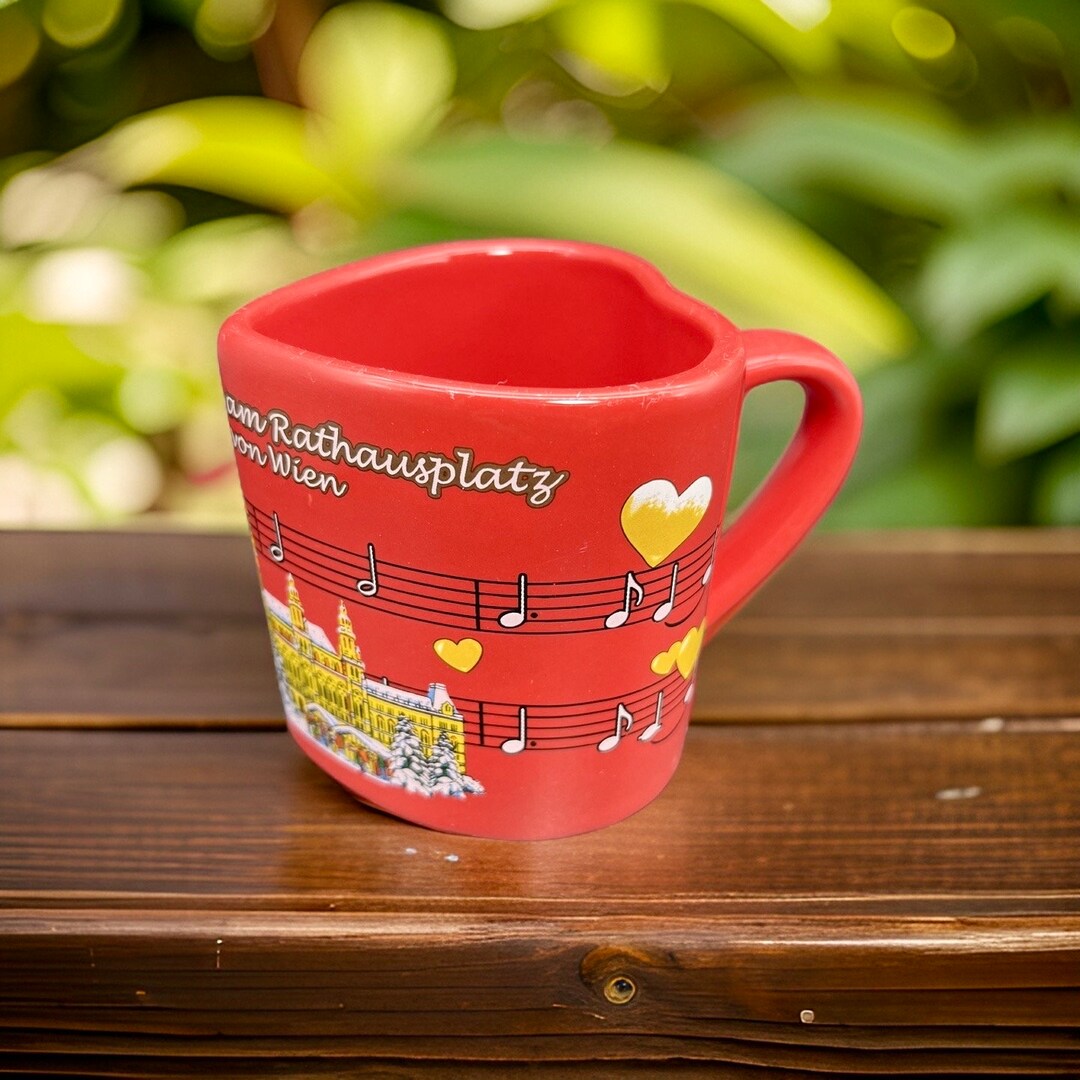 Red Heart Shaped Mug Christmas Market Vienna, Austria Heart Shape Mug ...