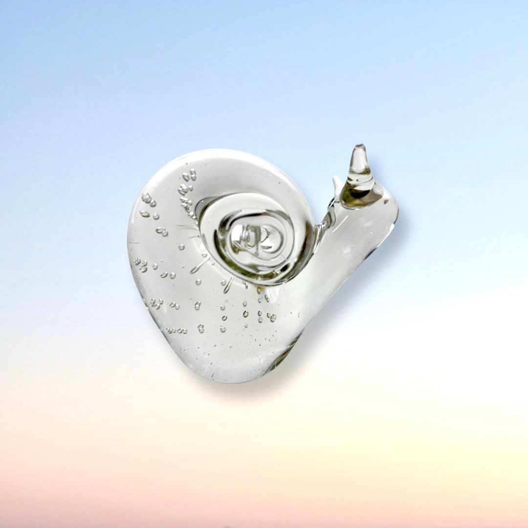 Ornament Paperweight Snail Crystal Collectible Vintage Clear Glass ...