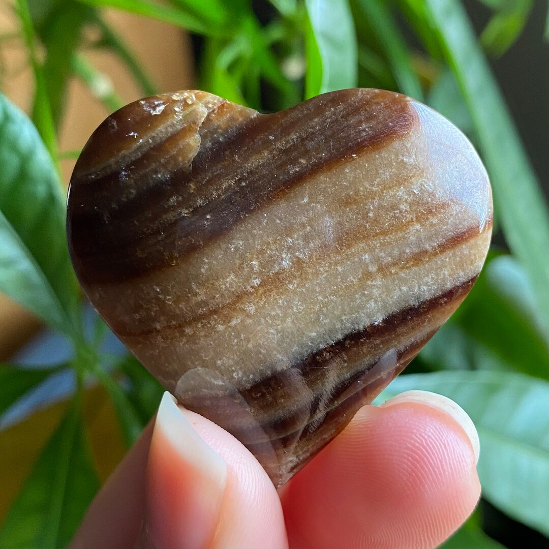 Chocolate Calcite Heart | 1 Oz | 1.7" | Heart Carving | Crystal Carving ...