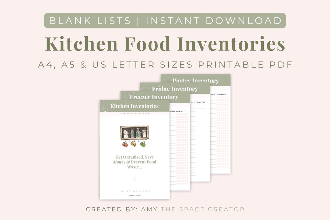 Printable Kitchen Food Inventory Bundle, Pantry Inventory, Fridge ...
