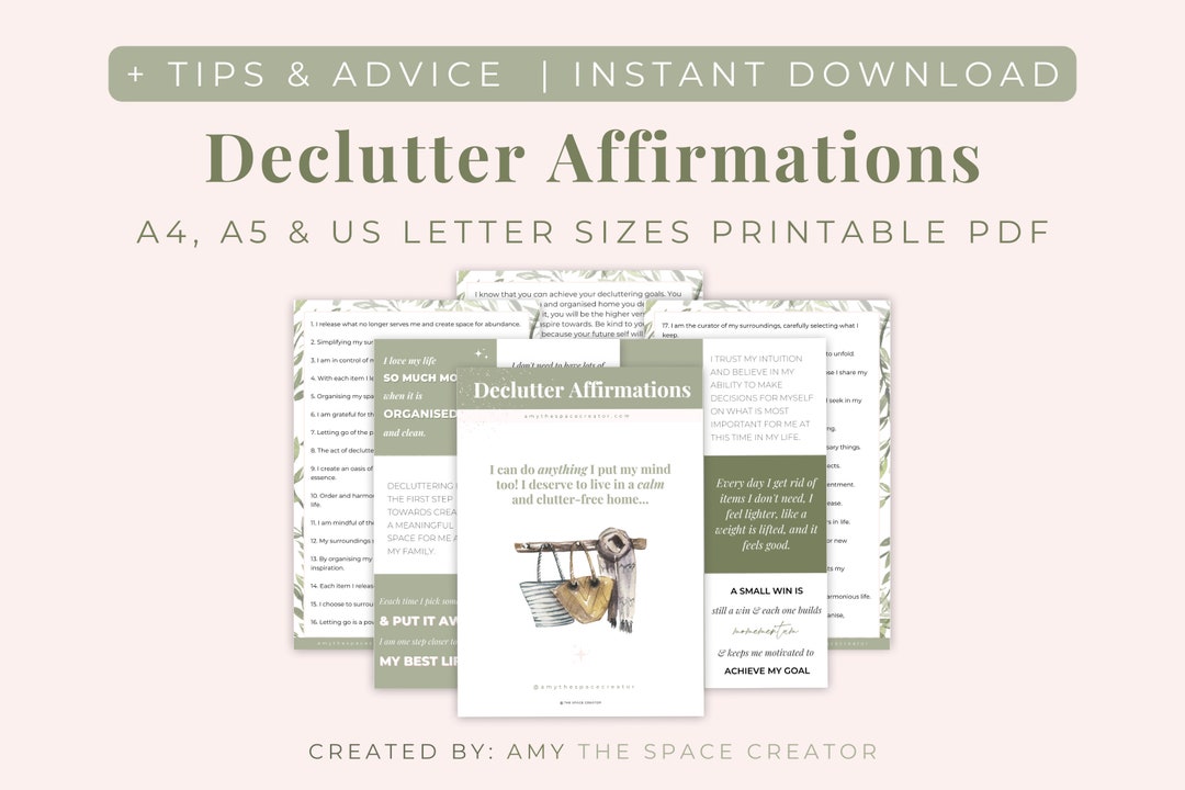 Decluttering Affirmations, Decluttering Affirmation Cards, Printable ...