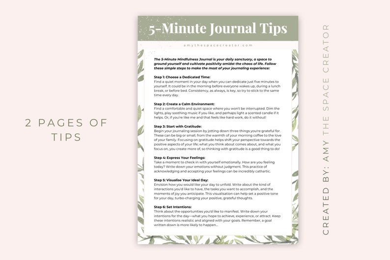 5-minute Journal, Printable Journal, Journal, Instant Download ...