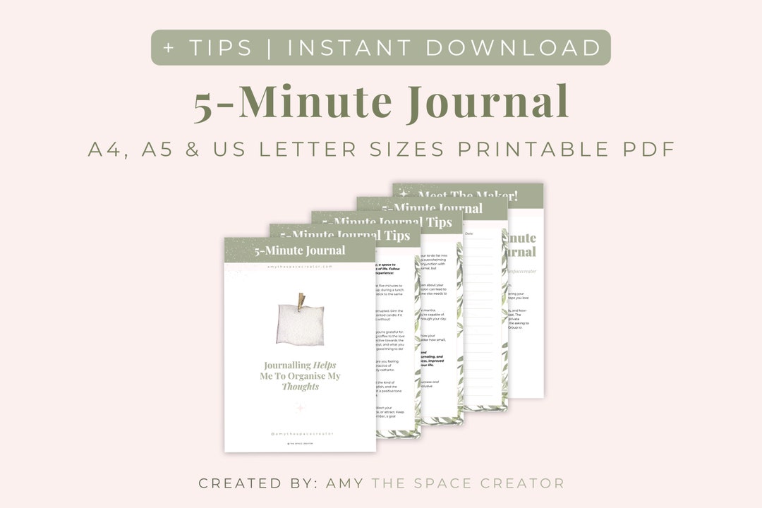 5-minute Journal, Printable Journal, Journal, Instant Download ...