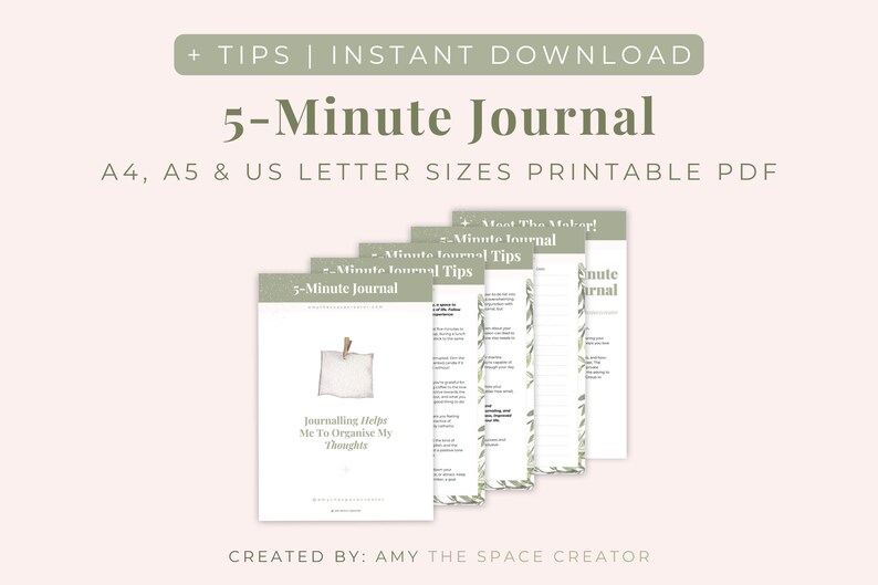 5-minute Journal, Printable Journal, Journal, Instant Download ...