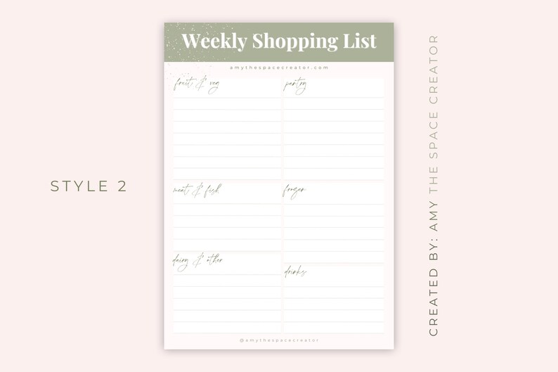 Printable Weekly Food Shopping List, Grocery List, Food Shopping List ...