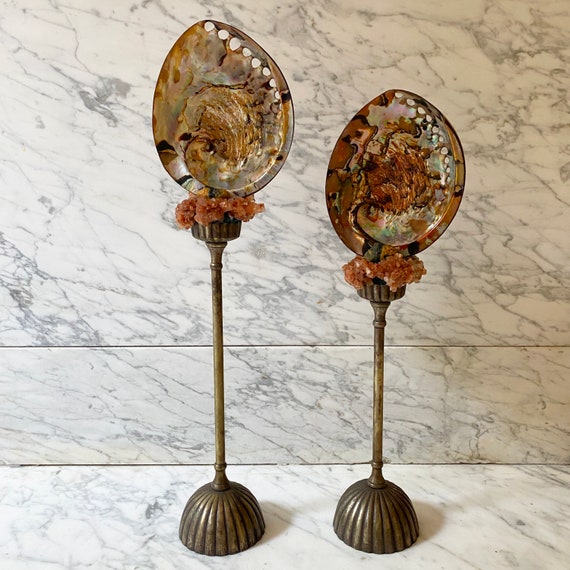 Rare Abalone Shells With Ametrine on Vintage Stands - Etsy