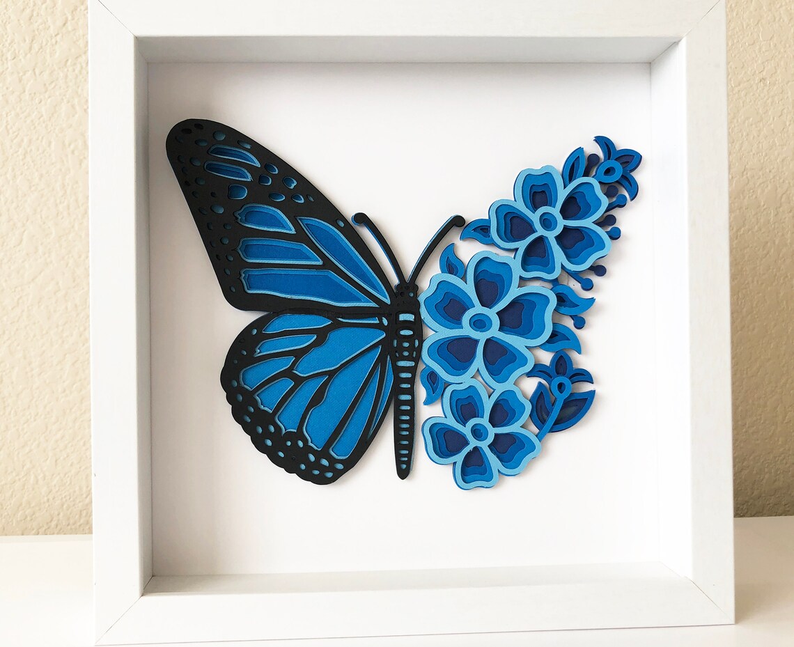Ombre Butterfly Shadow Box Butterfly Flower Shadow Box - Etsy