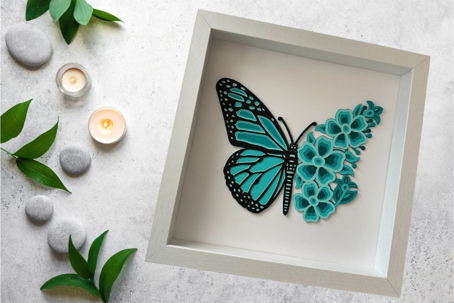 Ombre Butterfly Shadow Box - Butterfly Flower Shadow Box - Personalized ...