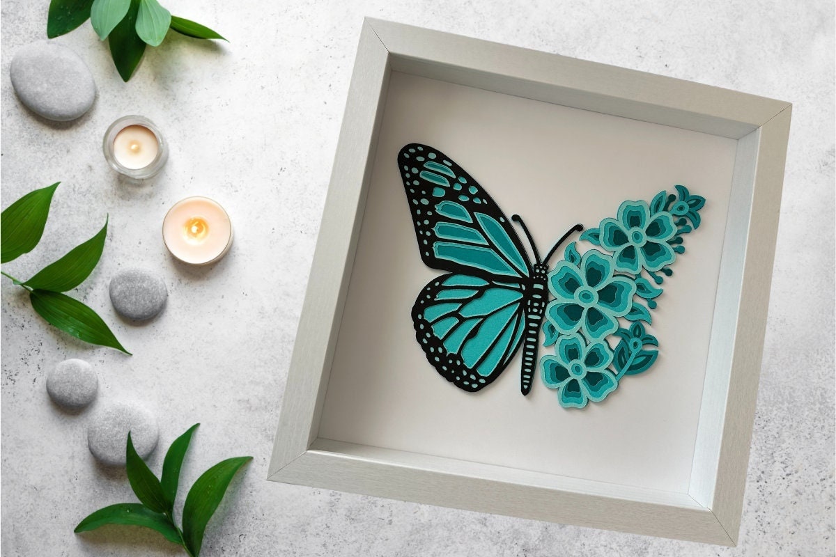 Ombre Butterfly Shadow Box - Butterfly Flower Shadow Box - Personalized ...