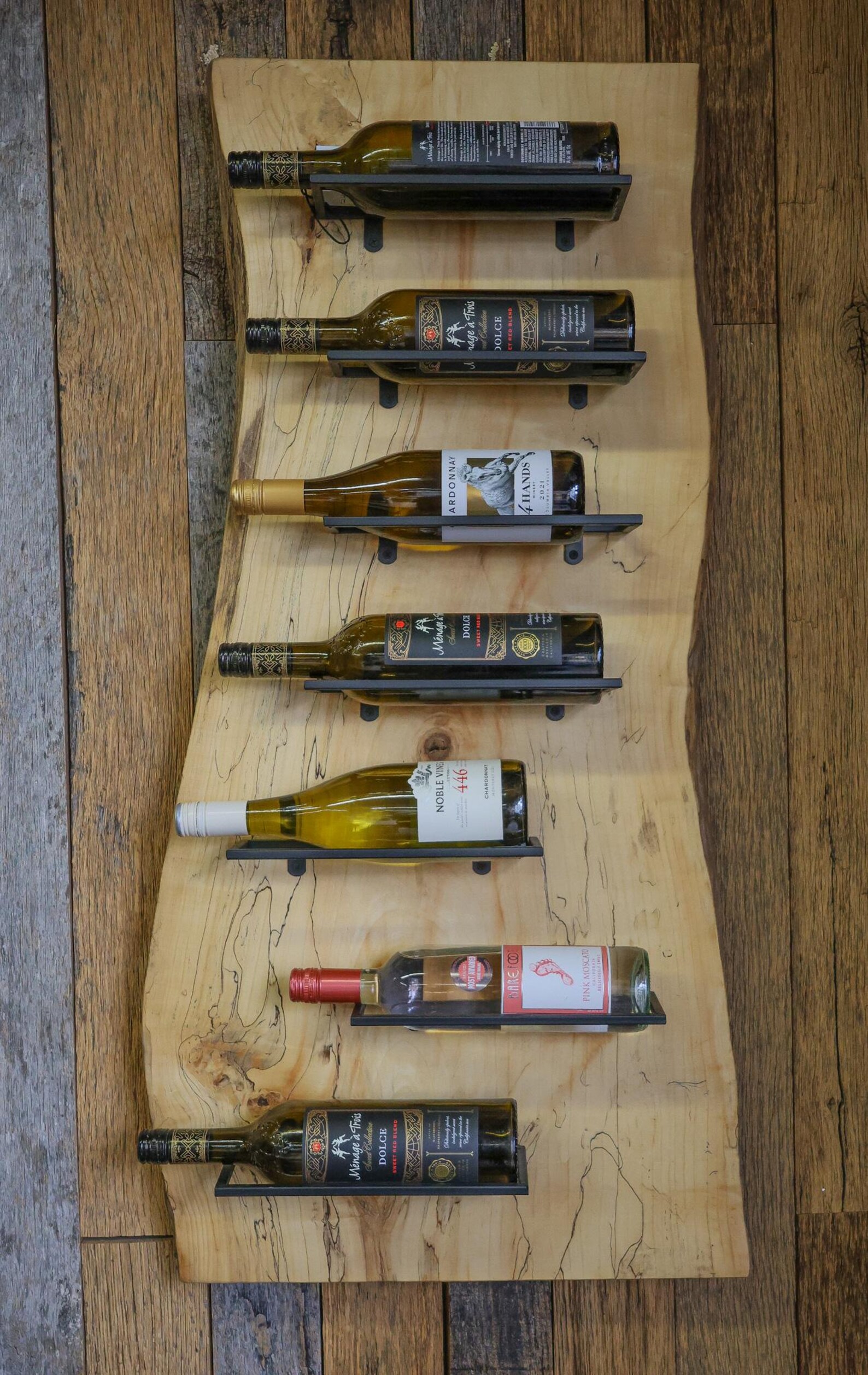 Spalted Boxed Elder Wine Rack - Wall Mounted Wine Bottle Holder ...