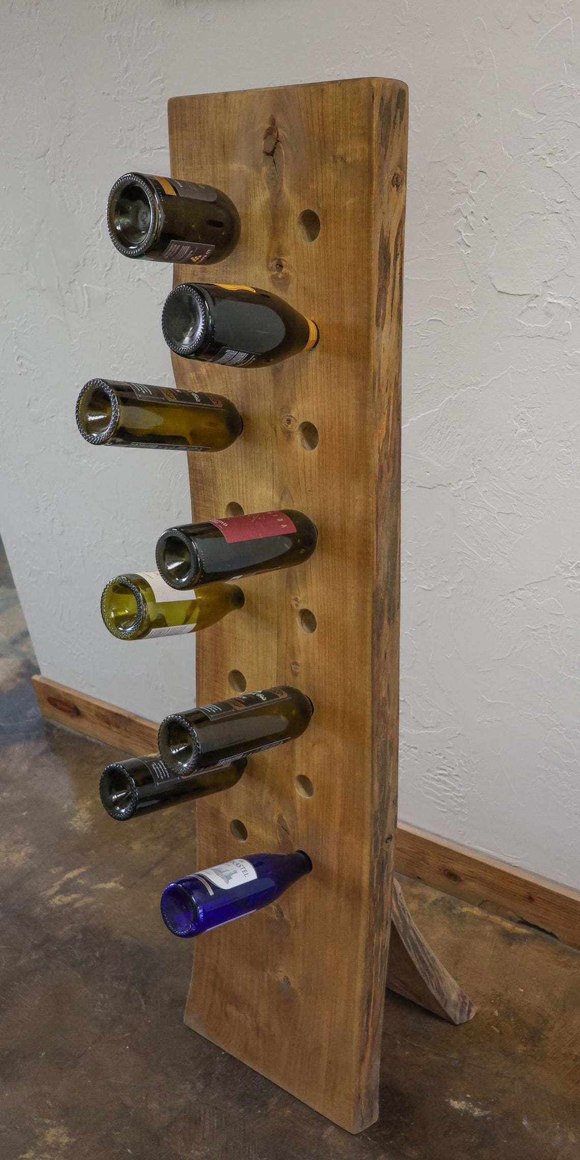 Live Edge Wine Rack, Floor Standing, Basswood, Christmas Gift, House ...
