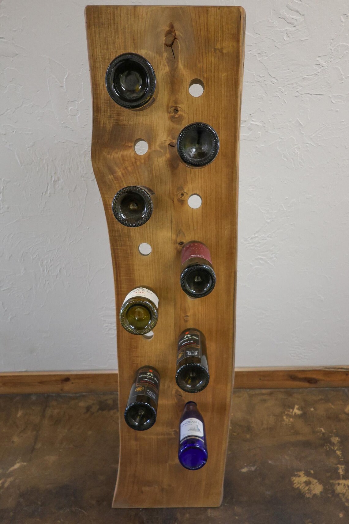 Live Edge Wine Rack, Floor Standing, Basswood, Christmas Gift, House ...