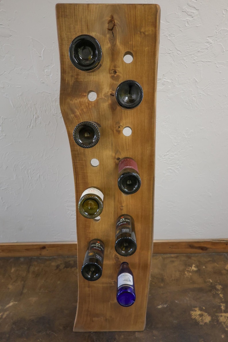 Live Edge Wine Rack, Floor Standing, Basswood, Christmas Gift, House ...